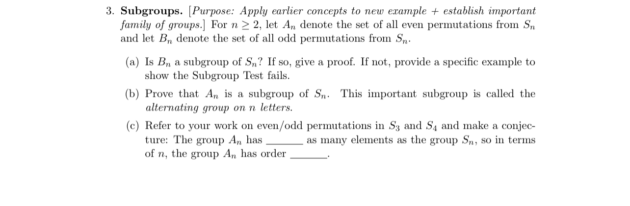 Solved Subgroups. [Purpose: Apply earlier concepts to new | Chegg.com