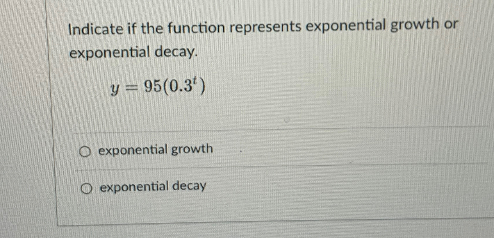 Solved Indicate if the function represents exponential | Chegg.com