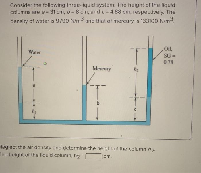 Solved Consider the following three-liquid system. The | Chegg.com