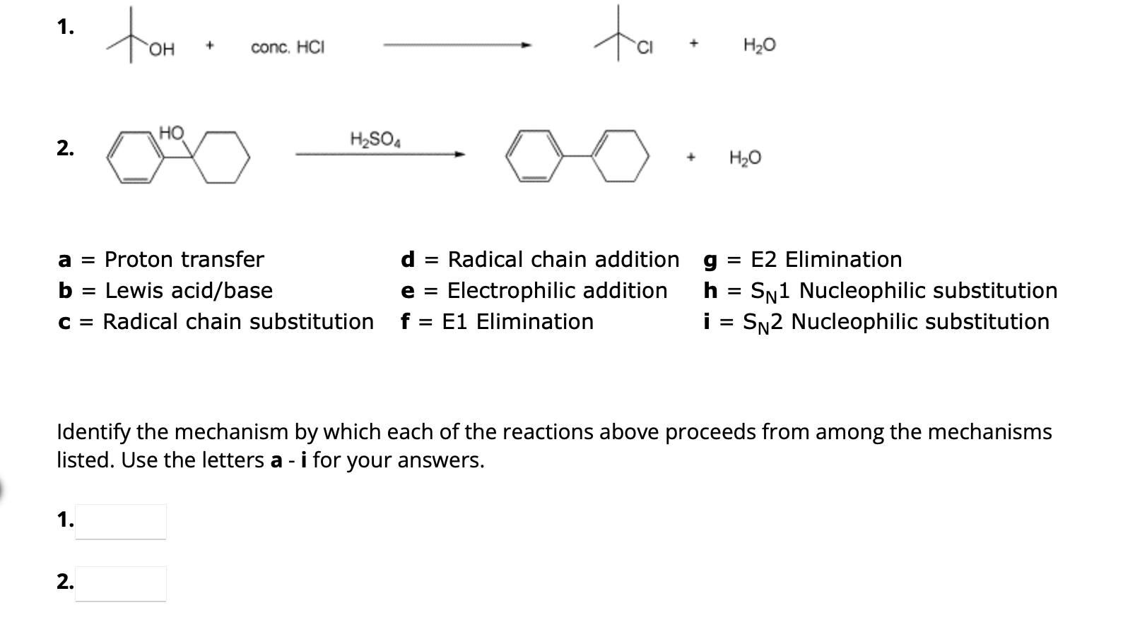 Solved Identify the mechanism by which each of the reactions | Chegg.com