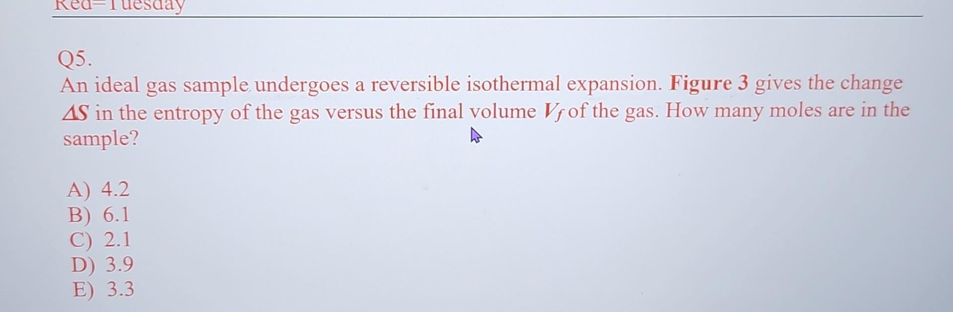 Solved Q5. An ideal gas sample undergoes a reversible | Chegg.com