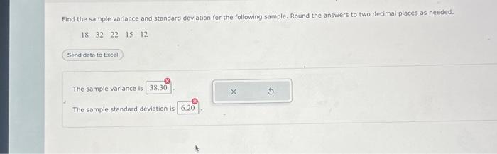 Solved Find the sample variance and standard deviation for | Chegg.com