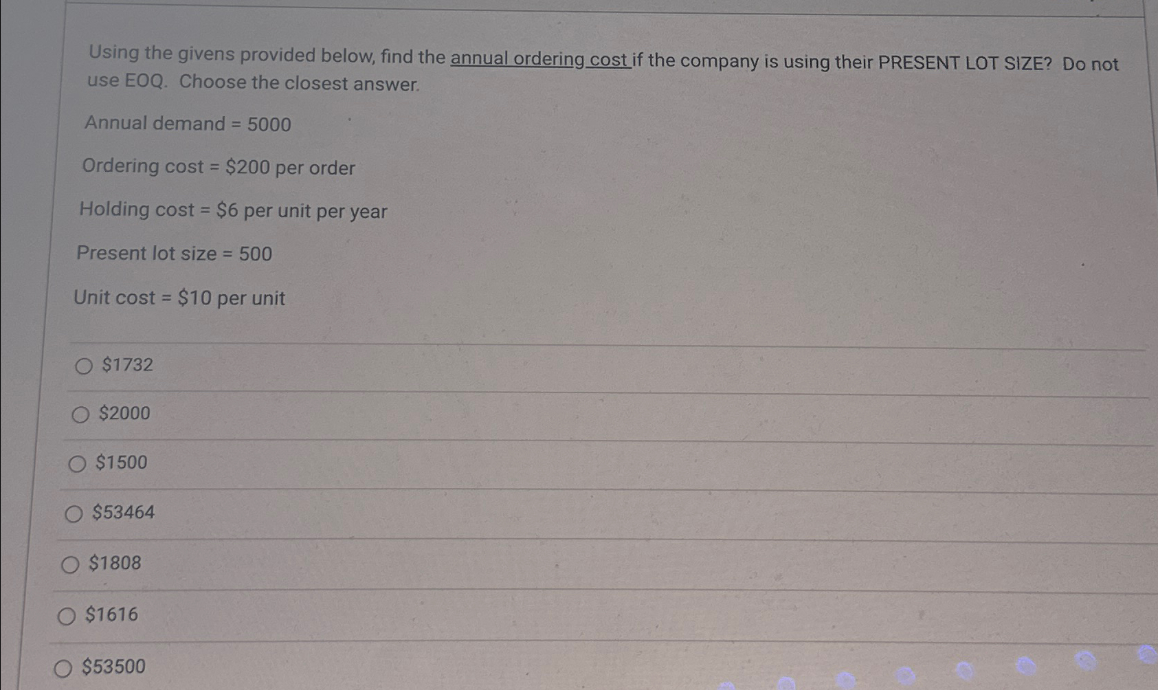 Solved Using the givens provided below, find the annual | Chegg.com