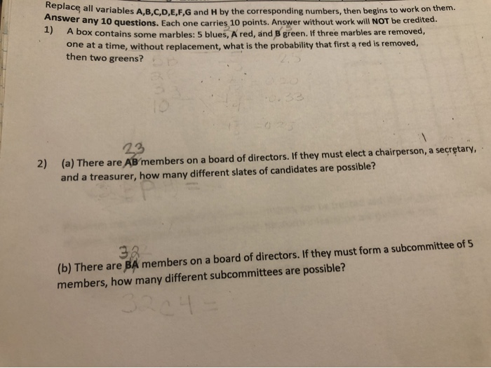 Solved Replace all variables A,B,C,D,E,F,G and H by the | Chegg.com