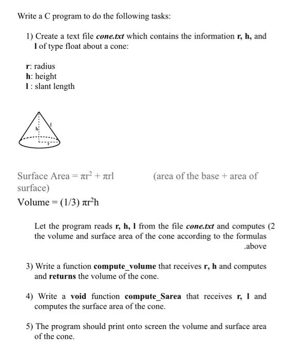 Solved Write a C program to do the following tasks: 1) | Chegg.com