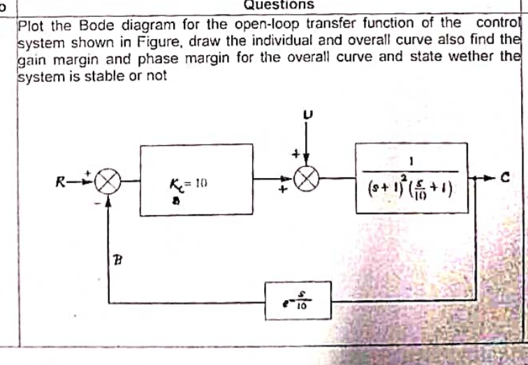 Questions Plot the Bode diagram for the open-loop | Chegg.com