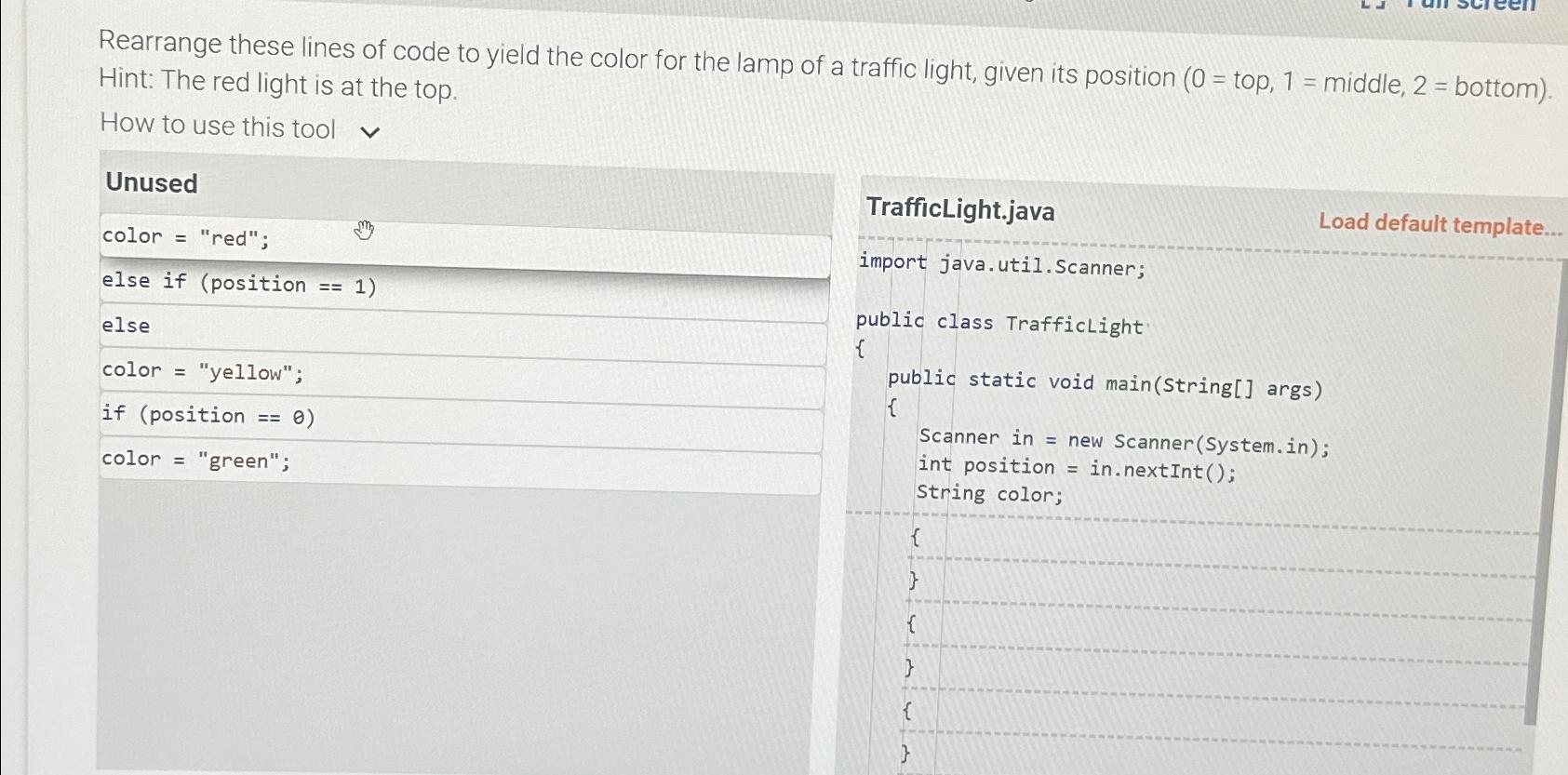 Solved Rearrange these lines of code to yield the color for | Chegg.com