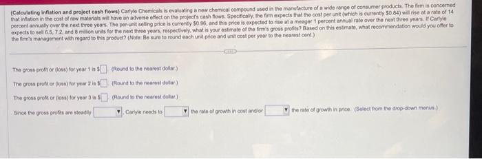 Solved (Calculating infation and project cash flows) Carlye | Chegg.com