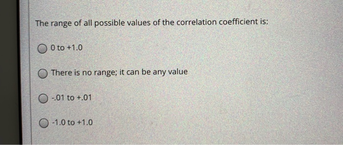Solved The range of all possible values of the correlation | Chegg.com