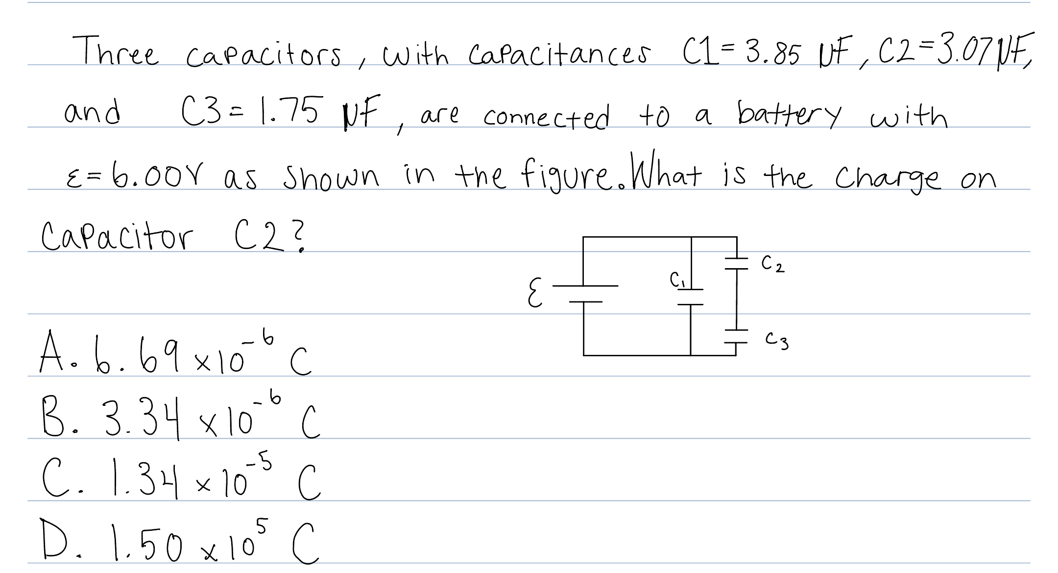 Solved Three capacitors, with capacitances | Chegg.com