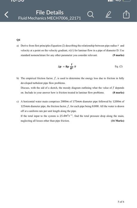 Solved 04 a) Derive from first principles Equation (2) | Chegg.com