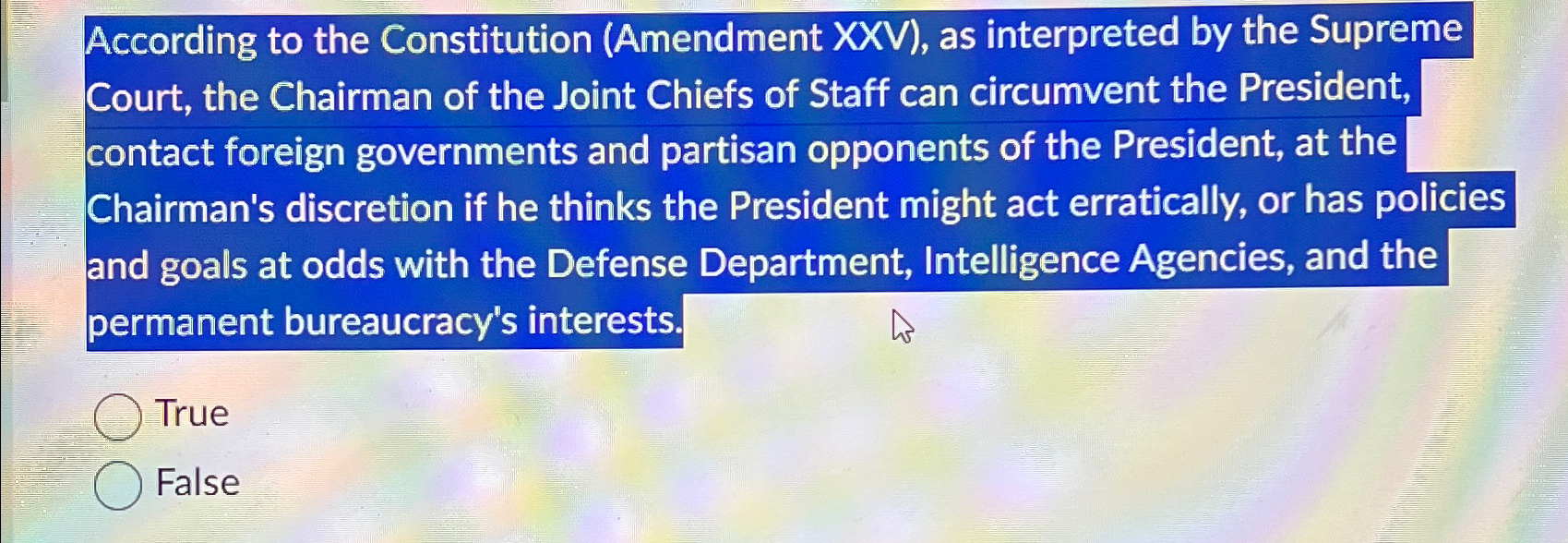 Solved According to the Constitution (Amendment XXV), ﻿as | Chegg.com