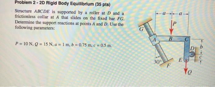 Solved Problem 2 - 2D Rigid Body Equilibrium (35 pts) | Chegg.com