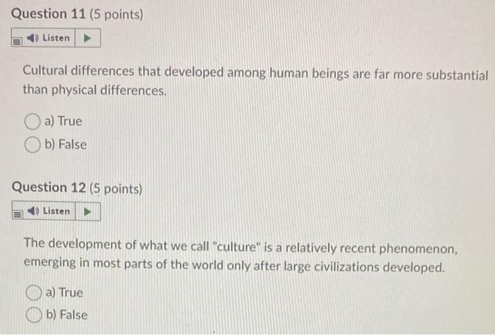 Cultural differences that developed among human | Chegg.com