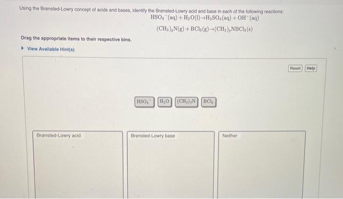 Solved Using the Bronsted-Lowry concept of acids and bases, | Chegg.com