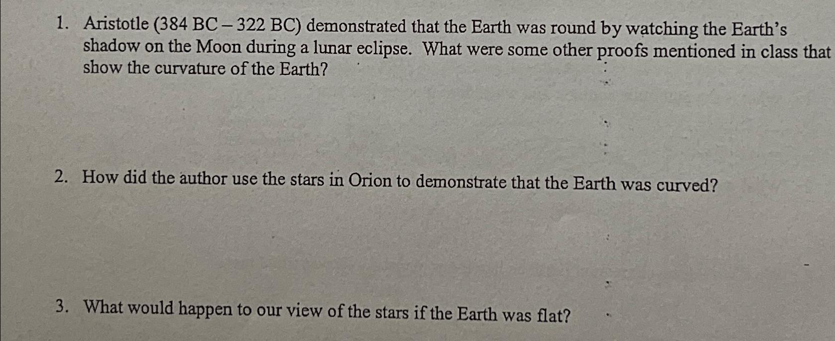 Solved Aristotle ( 384BC-322BC ) ﻿demonstrated that the | Chegg.com