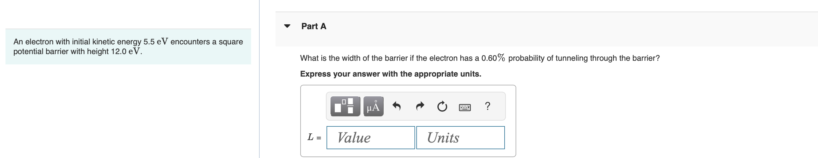 Solved Part AAn electron with initial kinetic energy 5.5eV | Chegg.com