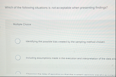 Solved Which of the following situations is not acceptable | Chegg.com