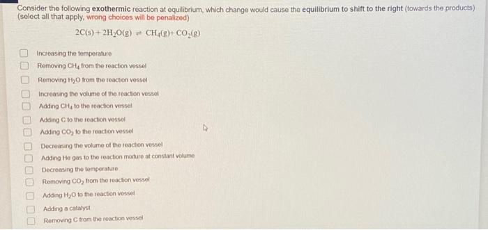 Solved Consider the following exothermic reaction at | Chegg.com