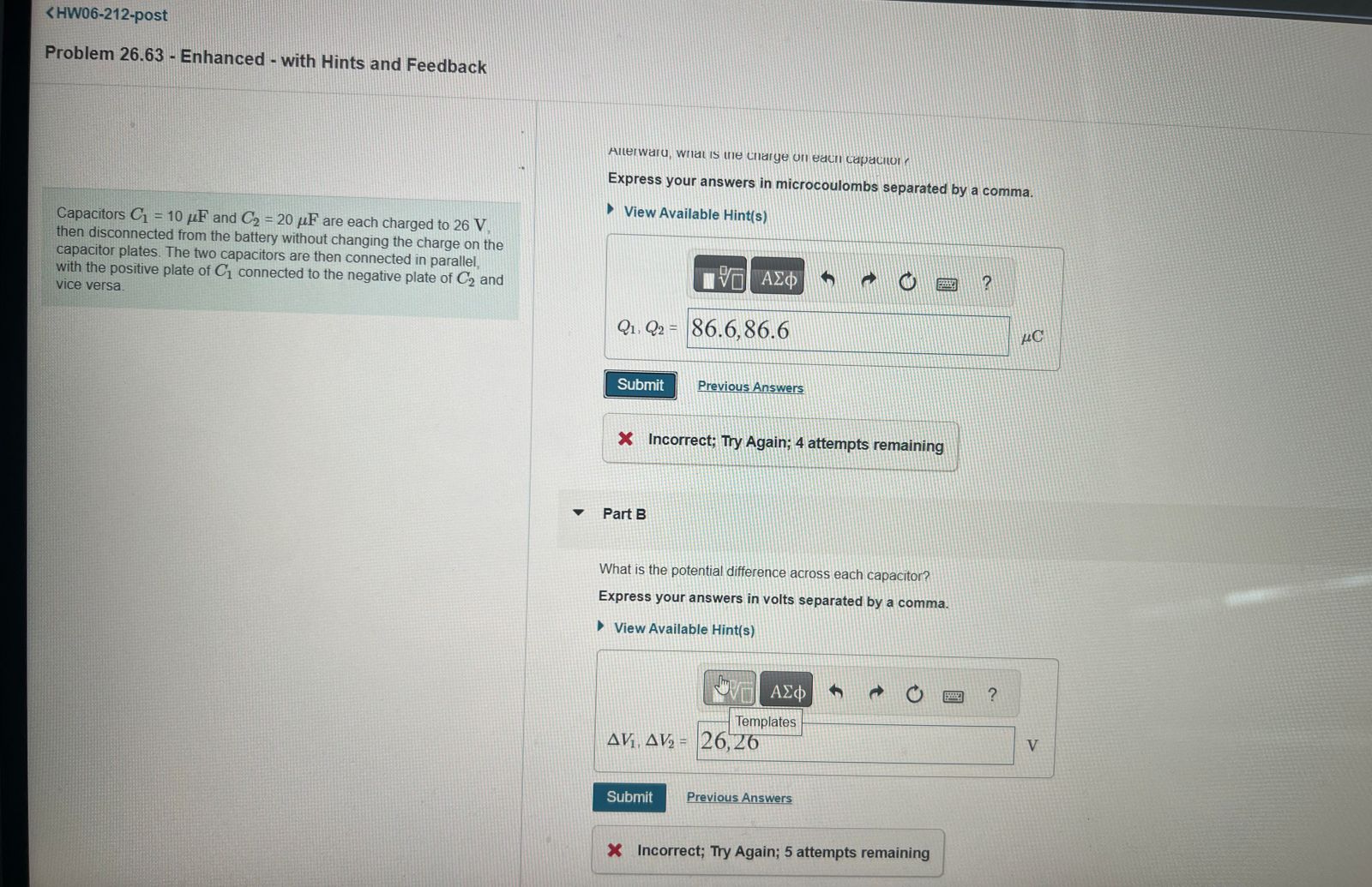 Solved Problem 26.63 - ﻿Enhanced - ﻿with Hints and | Chegg.com