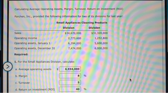 Solved Calculating Average Operating Assets, Margin, | Chegg.com