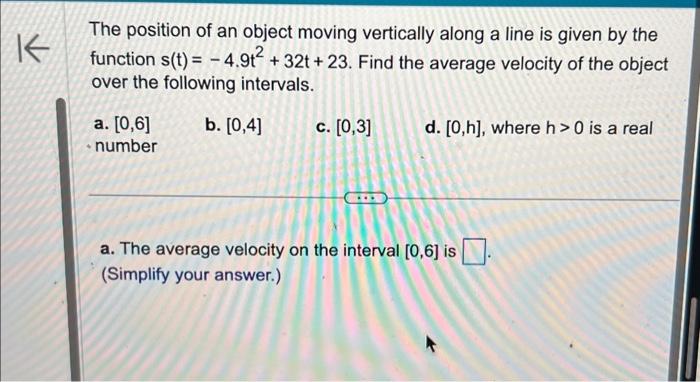 Solved The Position Of An Object Moving Vertically Along A