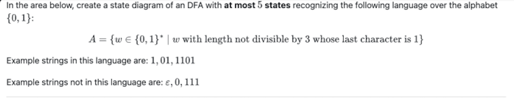In ﻿the area below, create a state diagram of an ﻿DFA | Chegg.com