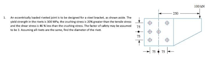 Solved An eccentrically loaded riveted joint is to be | Chegg.com