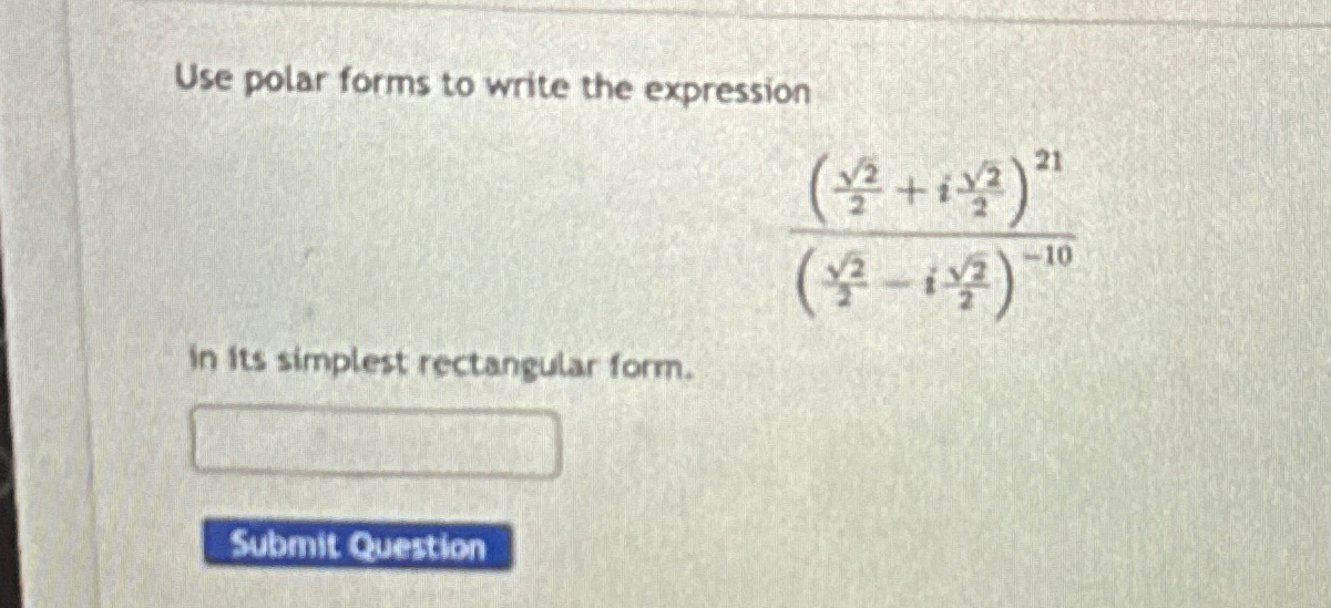 Solved Use polar forms to write the | Chegg.com