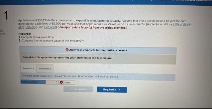 Solved Apple invested $10,495 in the current year to expand | Chegg.com