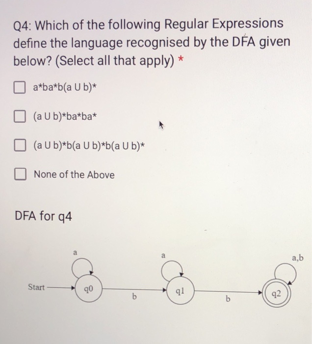 Solved Q4: Which of the following Regular Expressions define | Chegg.com