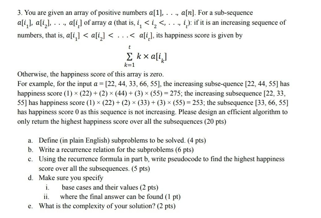 3. You are given an array of positive numbers | Chegg.com