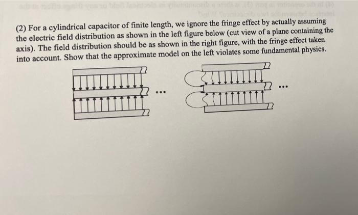 Solved (2) For a cylindrical capacitor of finite length, we | Chegg.com