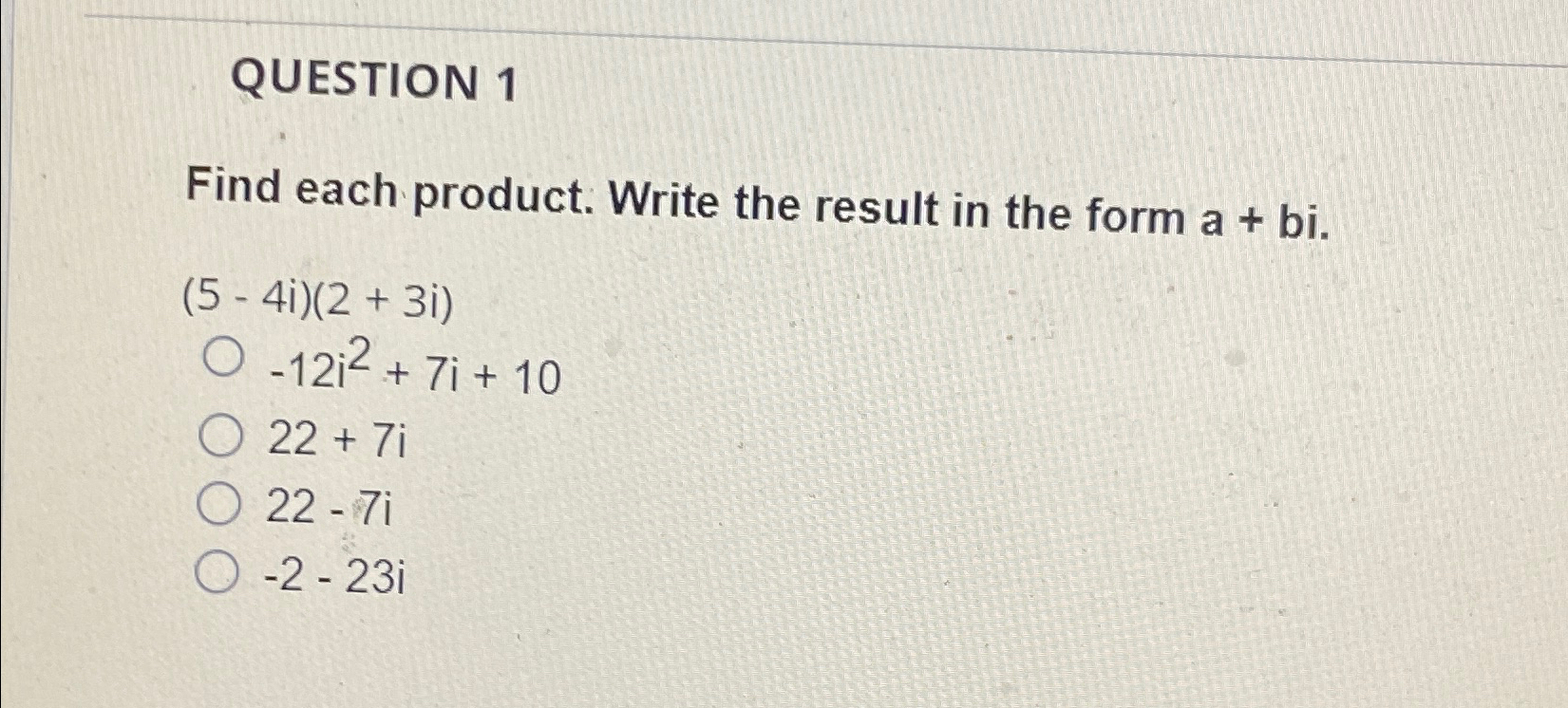 Solved QUESTION 1Find each product. Write the result in the | Chegg.com