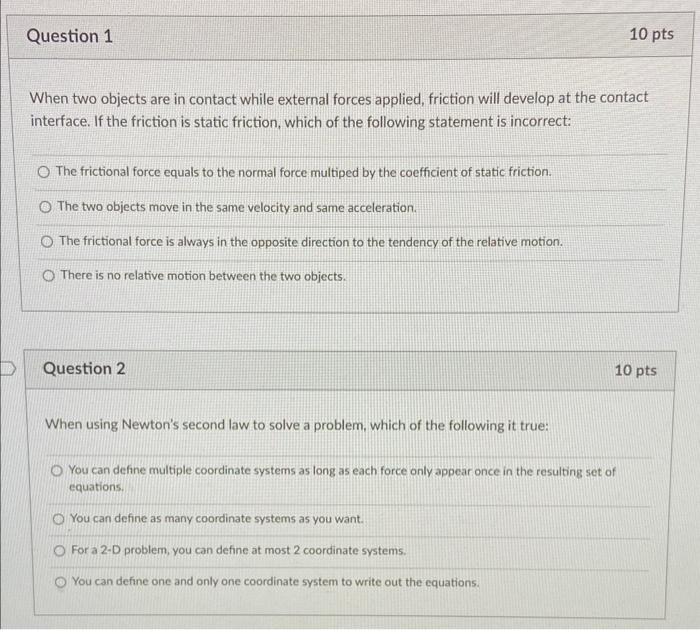 Solved When two objects are in contact while external forces | Chegg.com