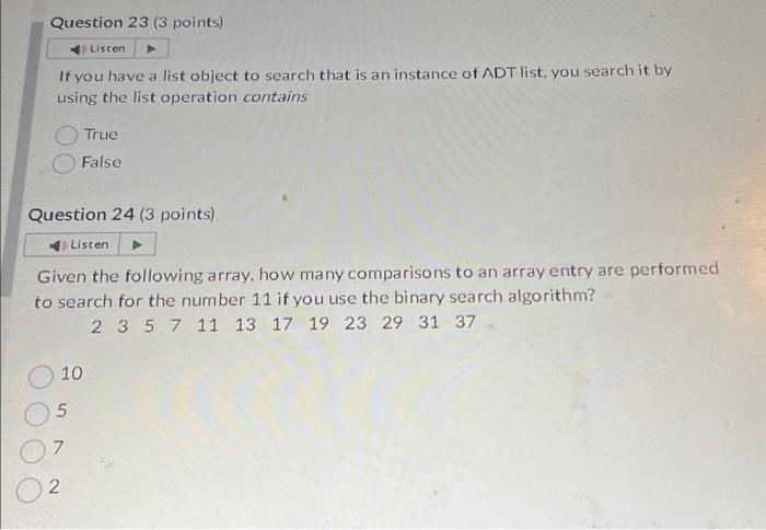 Solved If you have a list object to search that is an | Chegg.com