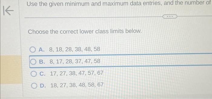 Solved Use the given minimum and maximum data entries, and | Chegg.com