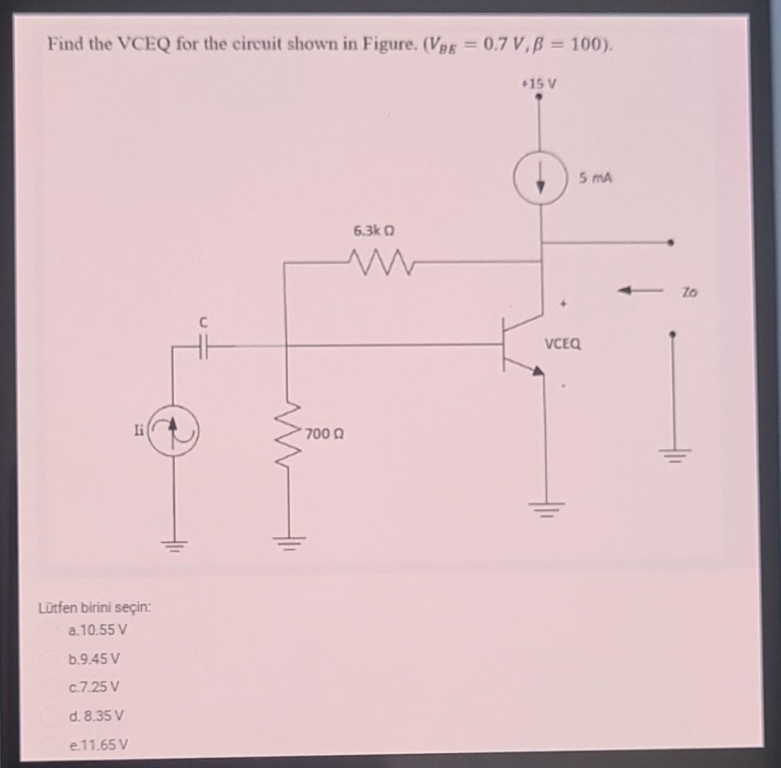Solved Find the VCEQ for the circuit shown in Figure. | Chegg.com