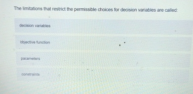 Solved The limitations that restrict the permissible choices | Chegg.com