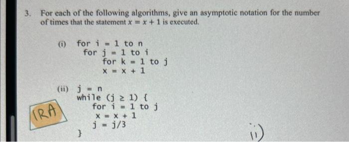 3. For each of the following algorithms, give an | Chegg.com