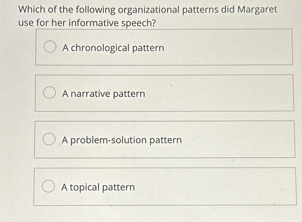 Solved Which of the following organizational patterns did | Chegg.com