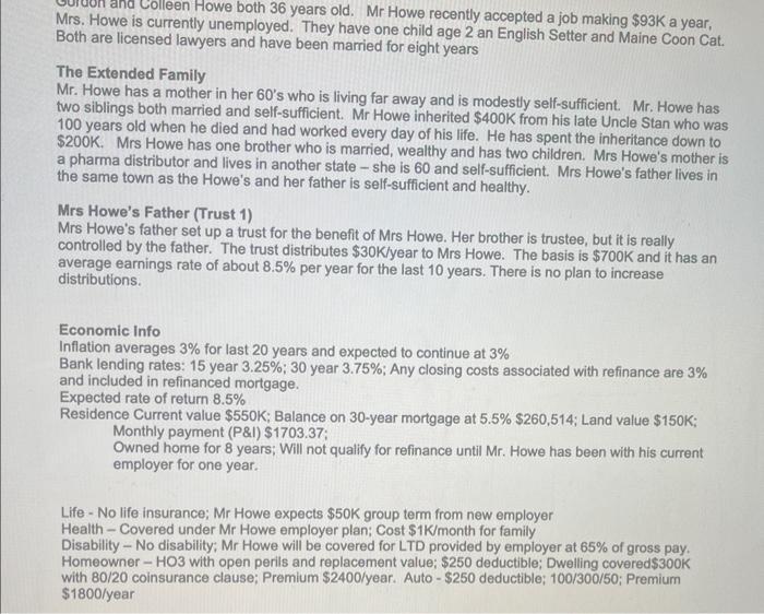 Mrs. Howe is curren Howe both 36 years old. Mr Howe | Chegg.com