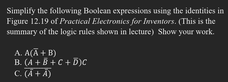Solved How to solve Simplify the following Boolean | Chegg.com