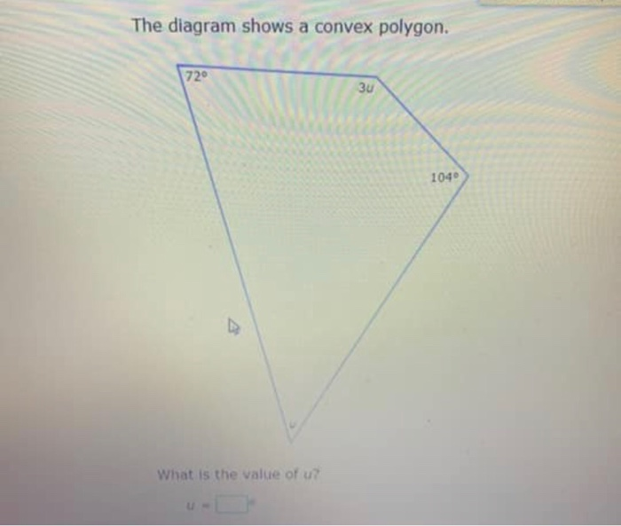 Solved The diagram shows a convex polygon. 104 What is the | Chegg.com