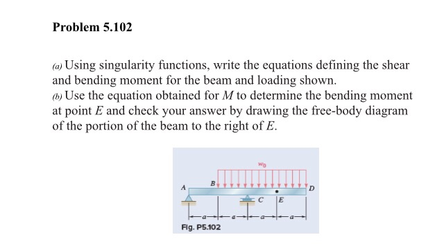 Solved Problem 5.102 (a)Using singularity functions, write | Chegg.com