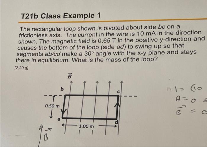Solved T21b Class Example 1 The rectangular loop shown is | Chegg.com