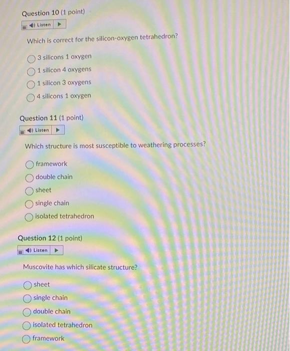 Solved Quartz has which silicate structure? framework | Chegg.com