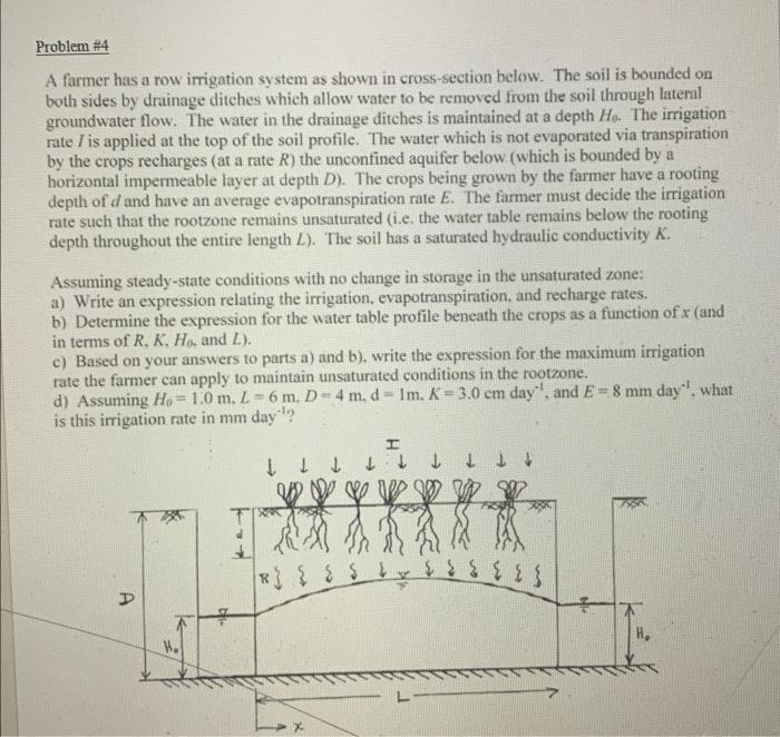 Solved A farmer has a row irrigation system as shown in | Chegg.com