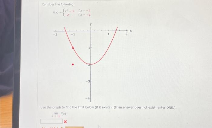 Solved Consider the following. f(x)={x2−2−2 if x =−1 if x=−1 | Chegg.com