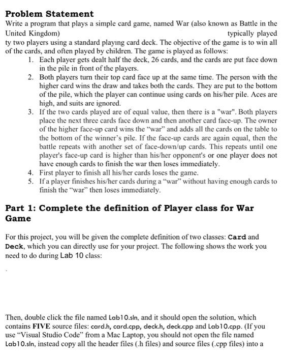 Solved Problem Statement Write A Program That Plays A Simple